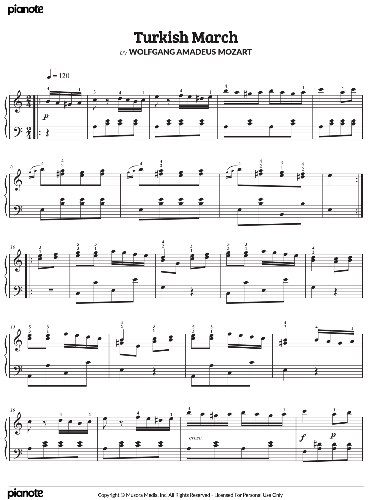 Turkish March Sheet Music & Tutorial | Pianote